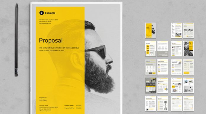 A Business Proposal Template with Yellow and Gray Accents for Adobe ...