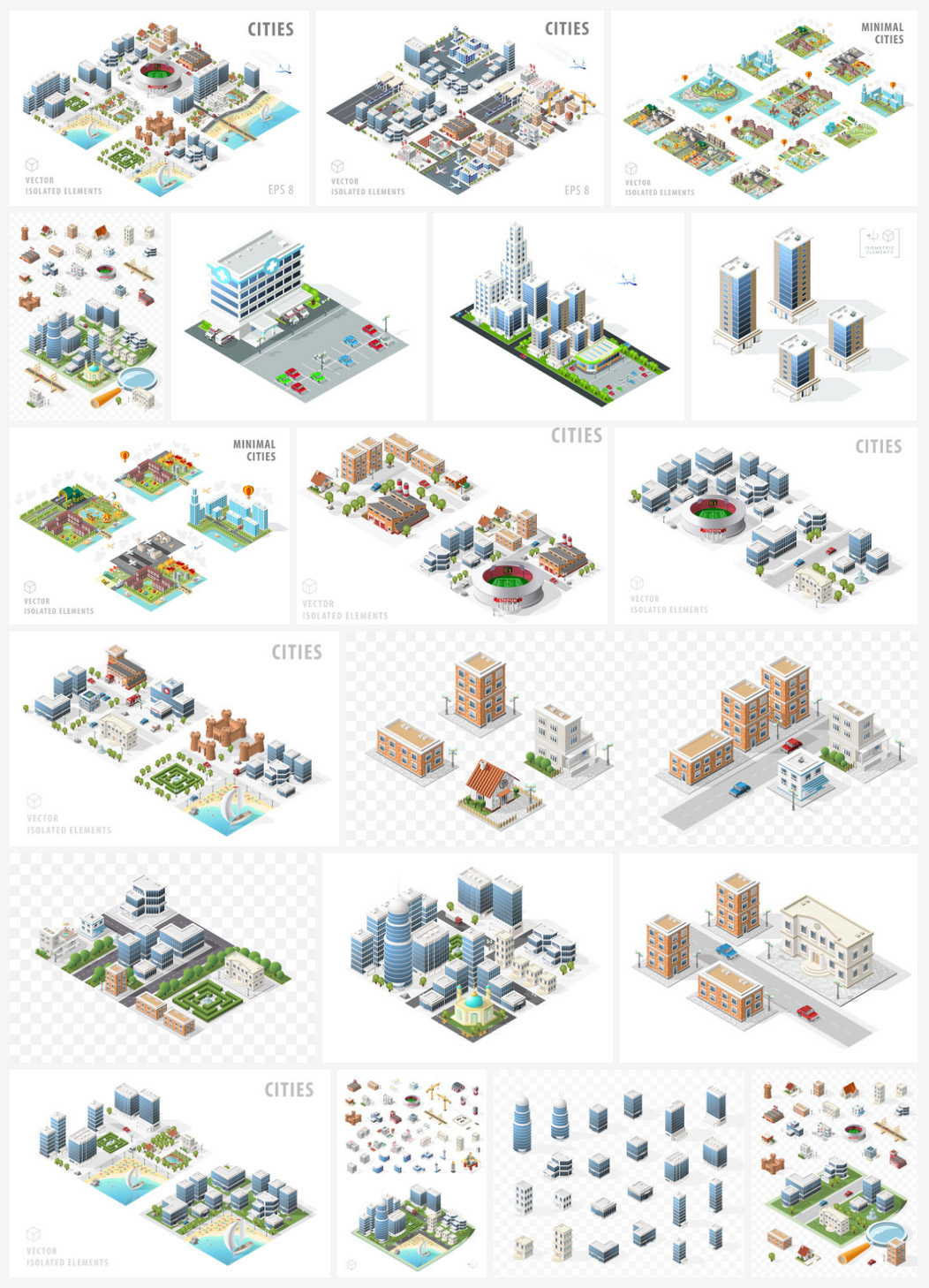 Download Isometric Vector Graphics of Buildings & City Maps