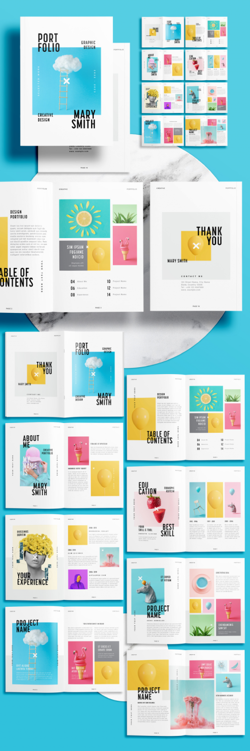 Download a Blue Portfolio InDesign Template