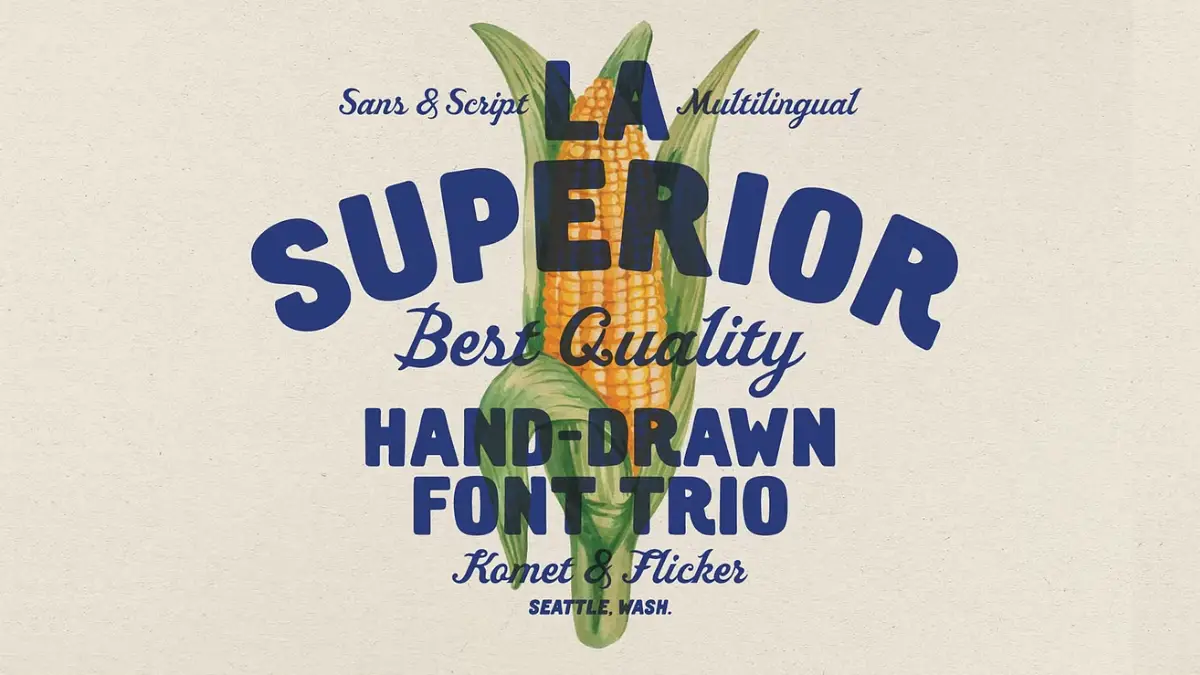 La Superior Font Trio: Hand-Drawn Typefaces by Komet & Flicker